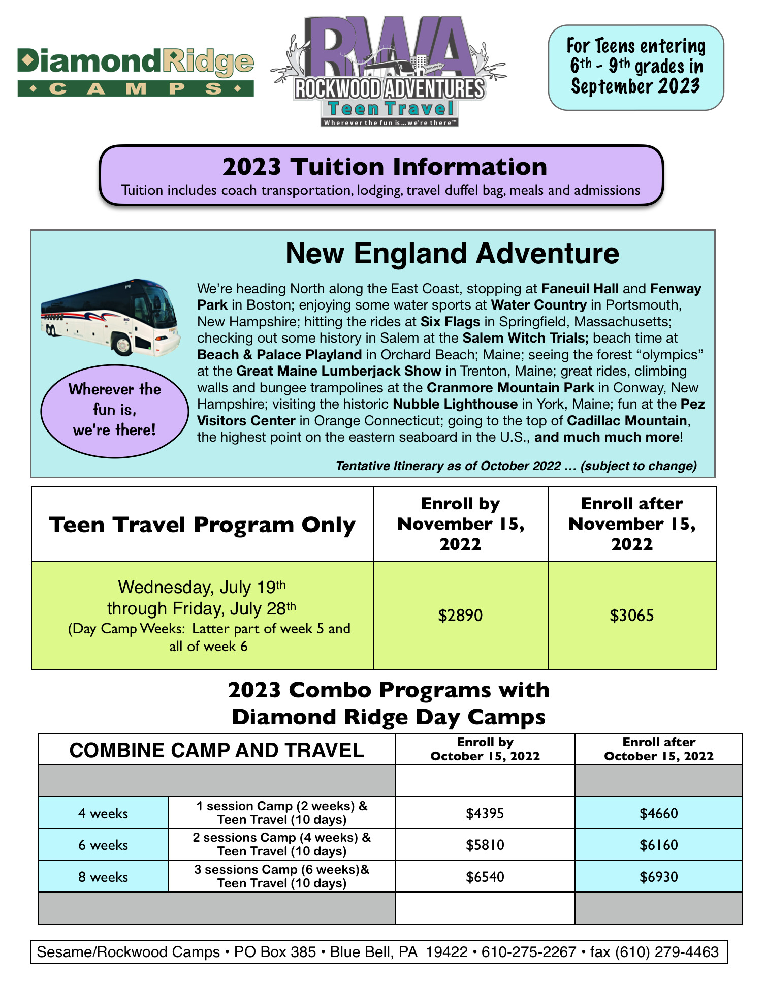 Teen Travel - Diamond Ridge Day Camp